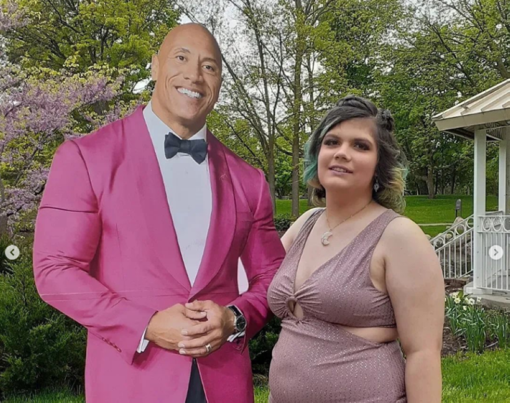 The Rock responds to fan taking a cutout of him to prom, calling it the ...