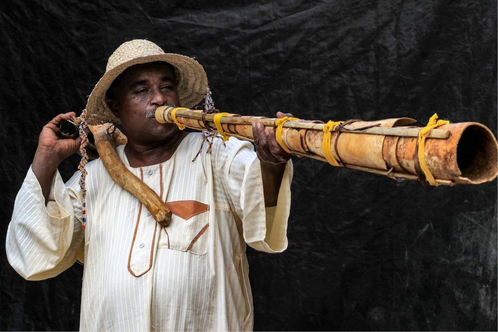 Sudan traditional wind instrument trumpets harvest time | Malay Mail