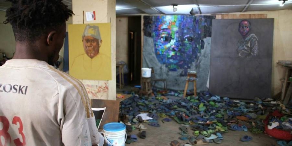 Nigerian artist turns old soles into mosaic portraits | Malay Mail