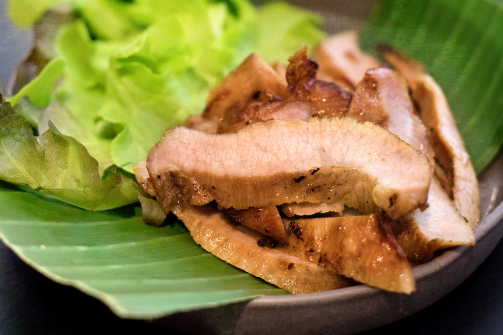 Enjoy this smoky grilled pork with fresh greens, healthy grains and a ...