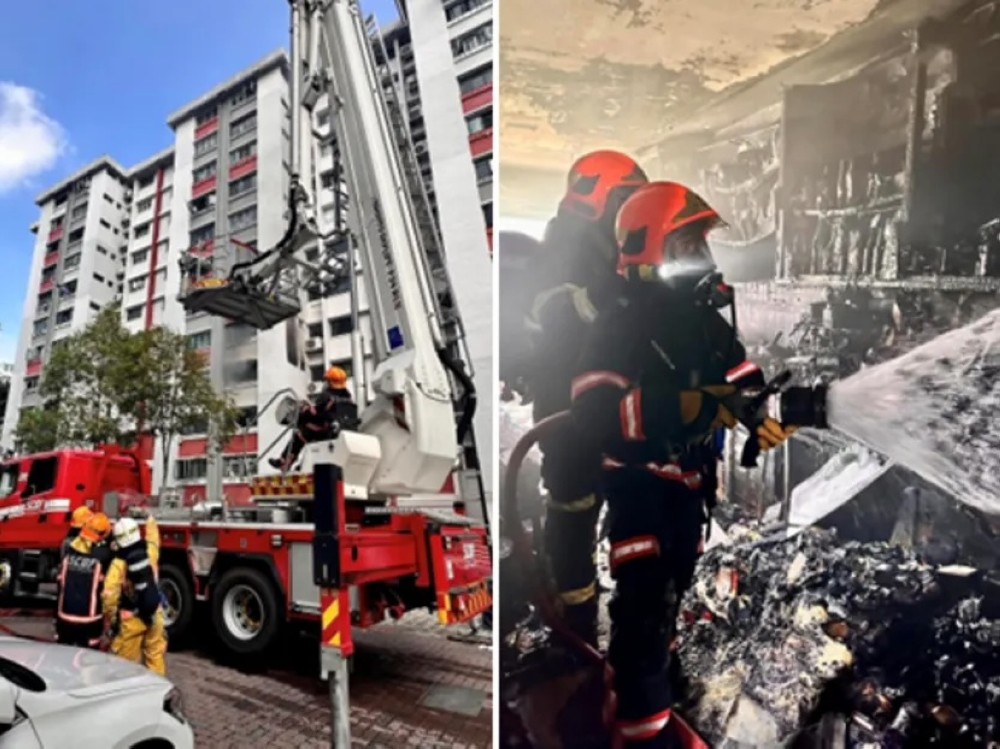 Singapore Ang Mo Kio HDB flat catches fire, 60 residents evacuated ...
