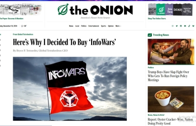 Not a joke: US outlet The Onion buys conspiracy site Infowars at ...