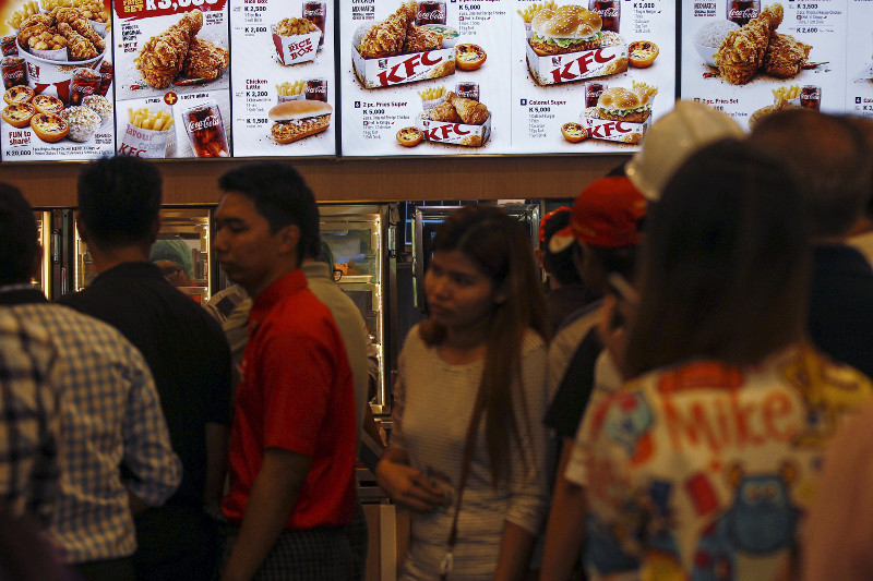 KFC fans in Myanmar queue for hours for first taste of US fast food ...