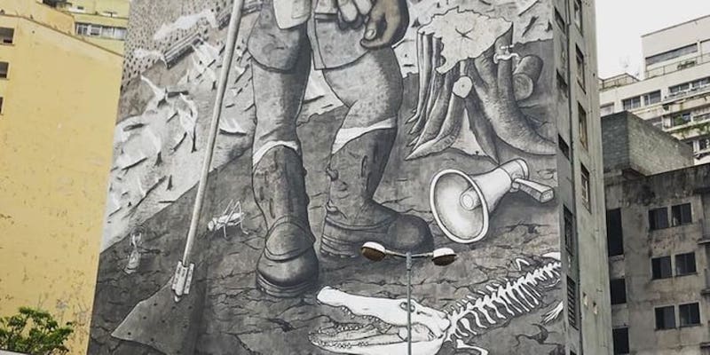 Brazilian artist paints giant mural with ash from forest fires | Malay Mail